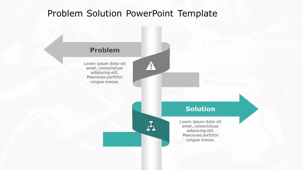 Gray And Teal Arrow Problem Solution Infographic Powerpoint Template