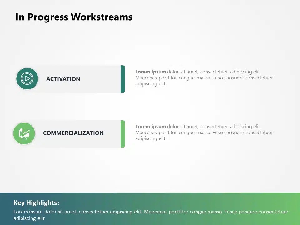 Animated In Progress Workstream Powerpoint Template