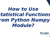 Statistical Functions From Python Numpy Module S Logix