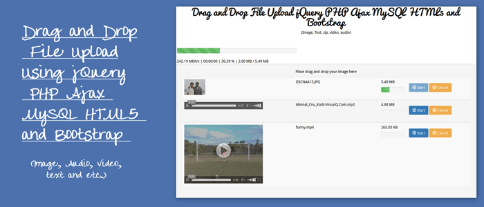 Drag And Drop File Upload Jquery Php Ajax Html5 Mysql And Bootstrap