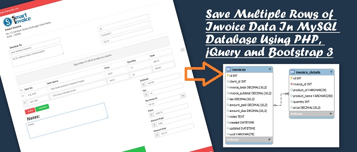 Save Multiple Rows Of Invoice Data In Mysql Database Using Php Jquery And Bootstrap 3
