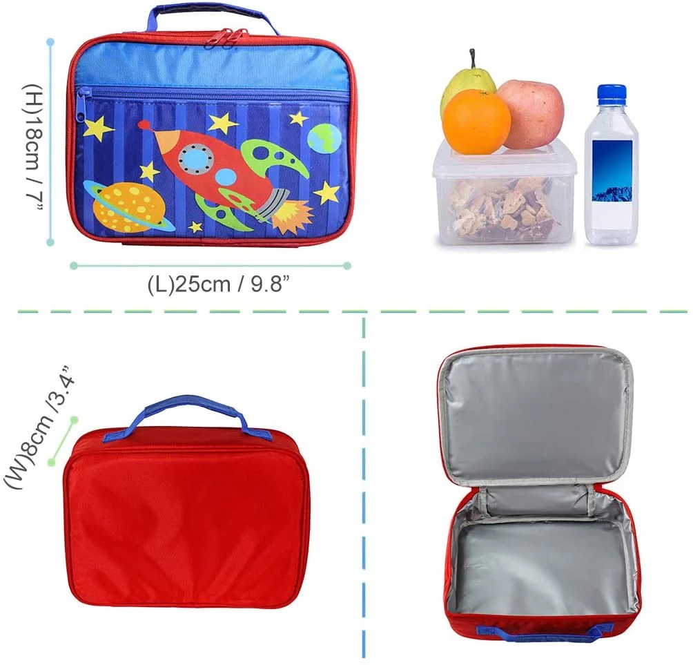 Space Rocket Insulated Lunch Bag For School Kids Snackattackme