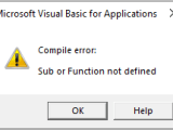 Compile Error Sub Or Function Not Defined как исправить