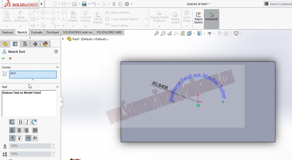 How to Use SolidWorks Emboss Text on Face of Model