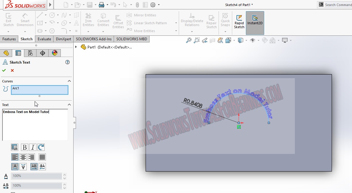 How to Use SolidWorks Emboss Text on Face of Model