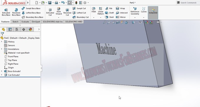 How To Use Solidworks Engrave Text On Part File Tutorial