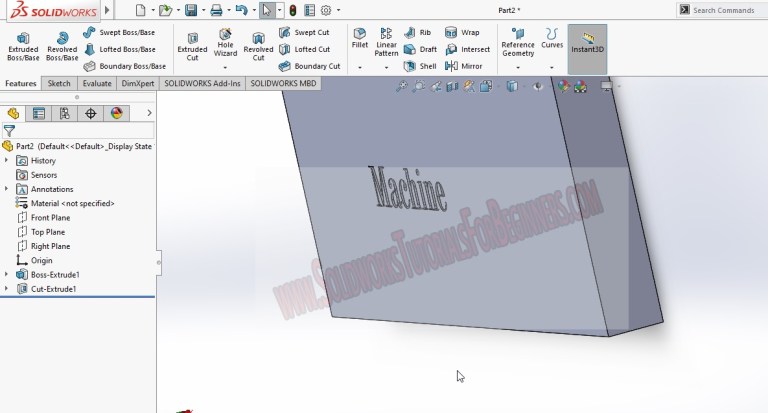 How to Use SolidWorks Engrave Text on Part File Tutorial