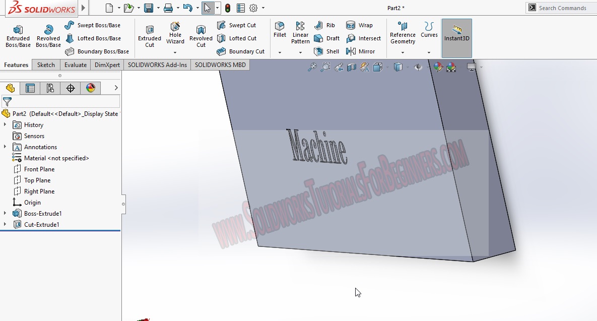How to Use SolidWorks Engrave Text on Part File Tutorial