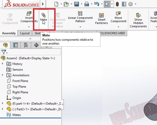 How to Assemble Two Machine Parts using Standard Mate