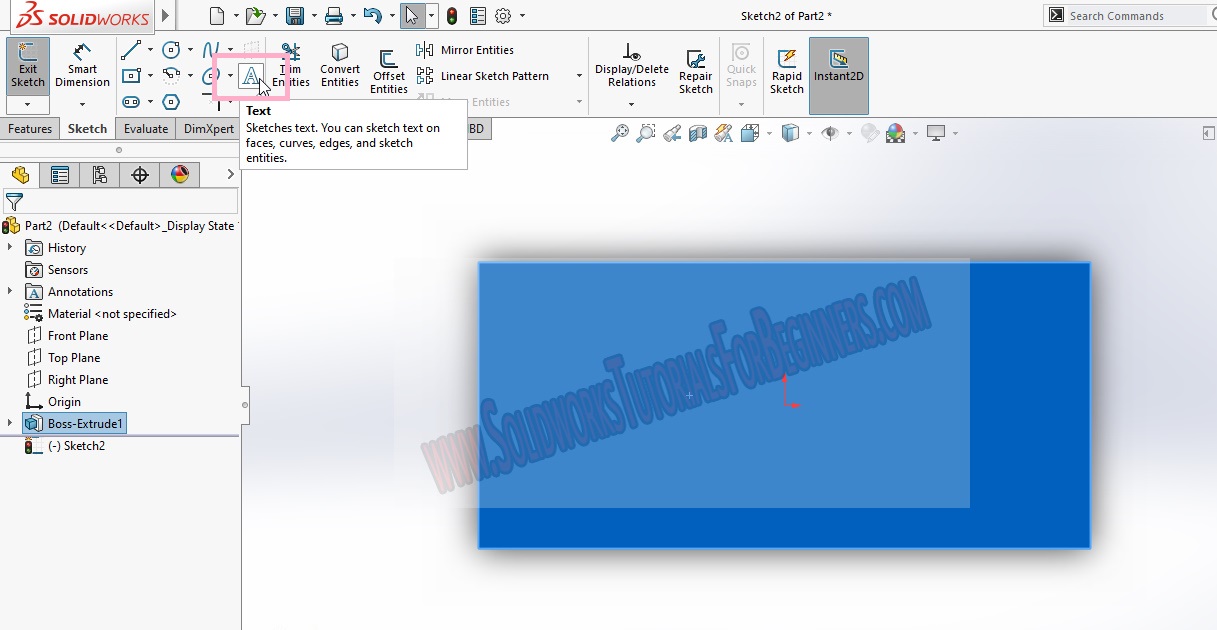 How To Use Solidworks Engrave Text On Part File Tutorial