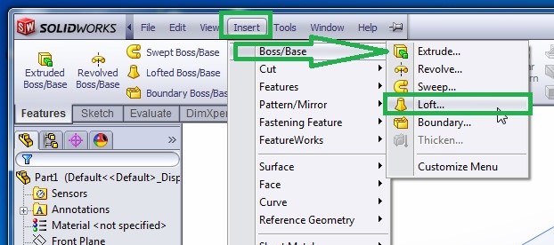 How to Use SolidWorks Loft Boss or Base Features Tool