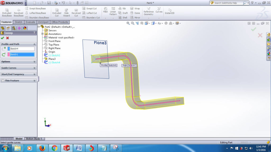 How to Use SolidWorks Swept Boss Feature Tool Tutorial for Beginners