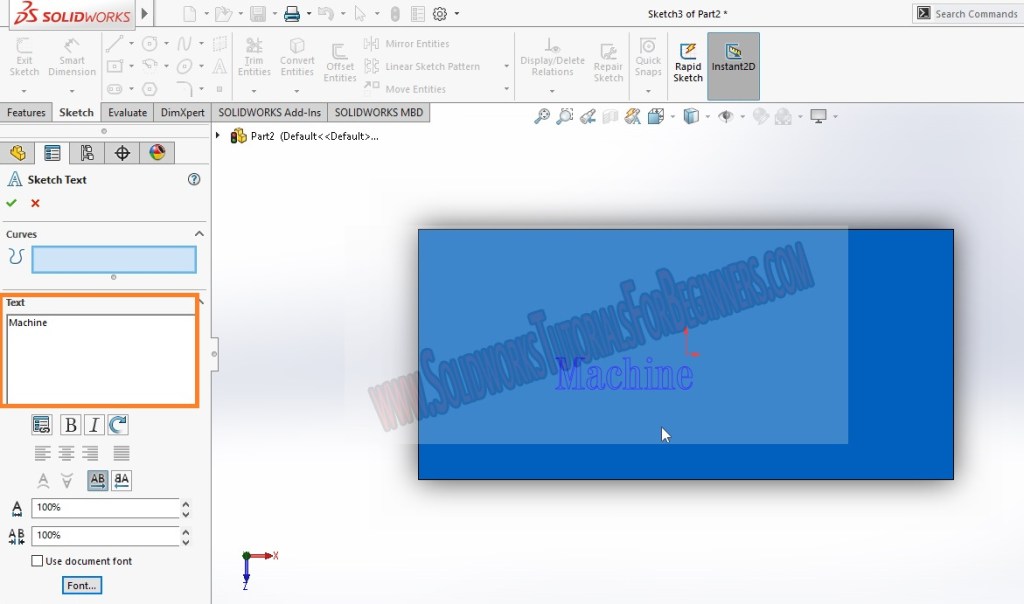 How to Use SolidWorks Engrave Text on Part File Tutorial