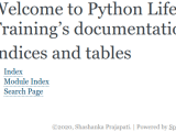Documentation Sphinx Python Lifecycle Training 0 1 1 Documentation