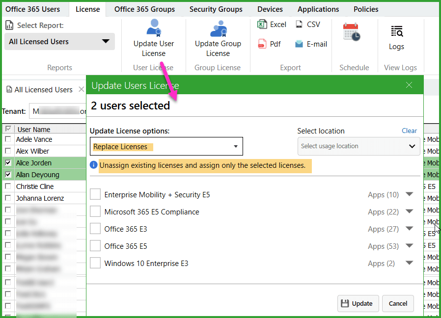 Office 365 License Management