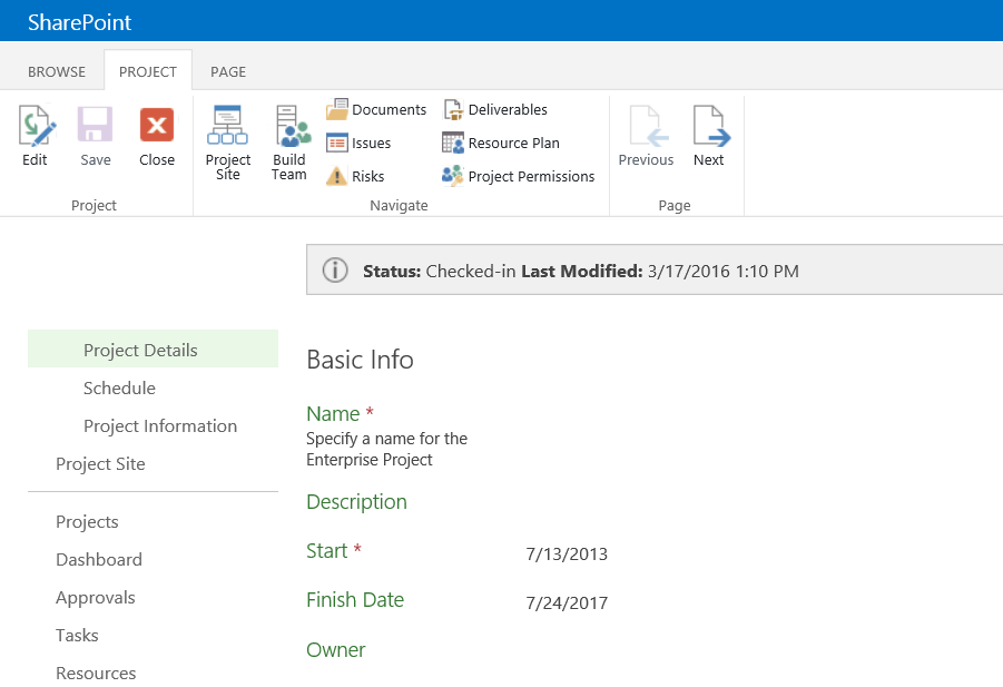 Project Server 2016: We Couldn't Find The Project Detail Page For This ...