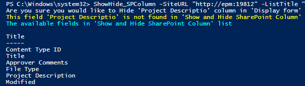 Show And Hide Columns In SharePoint List Forms Using PowerShell