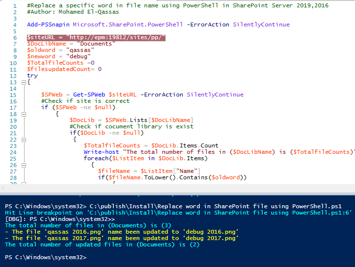 SharePoint 2019: Replace File Name Using PowerShell