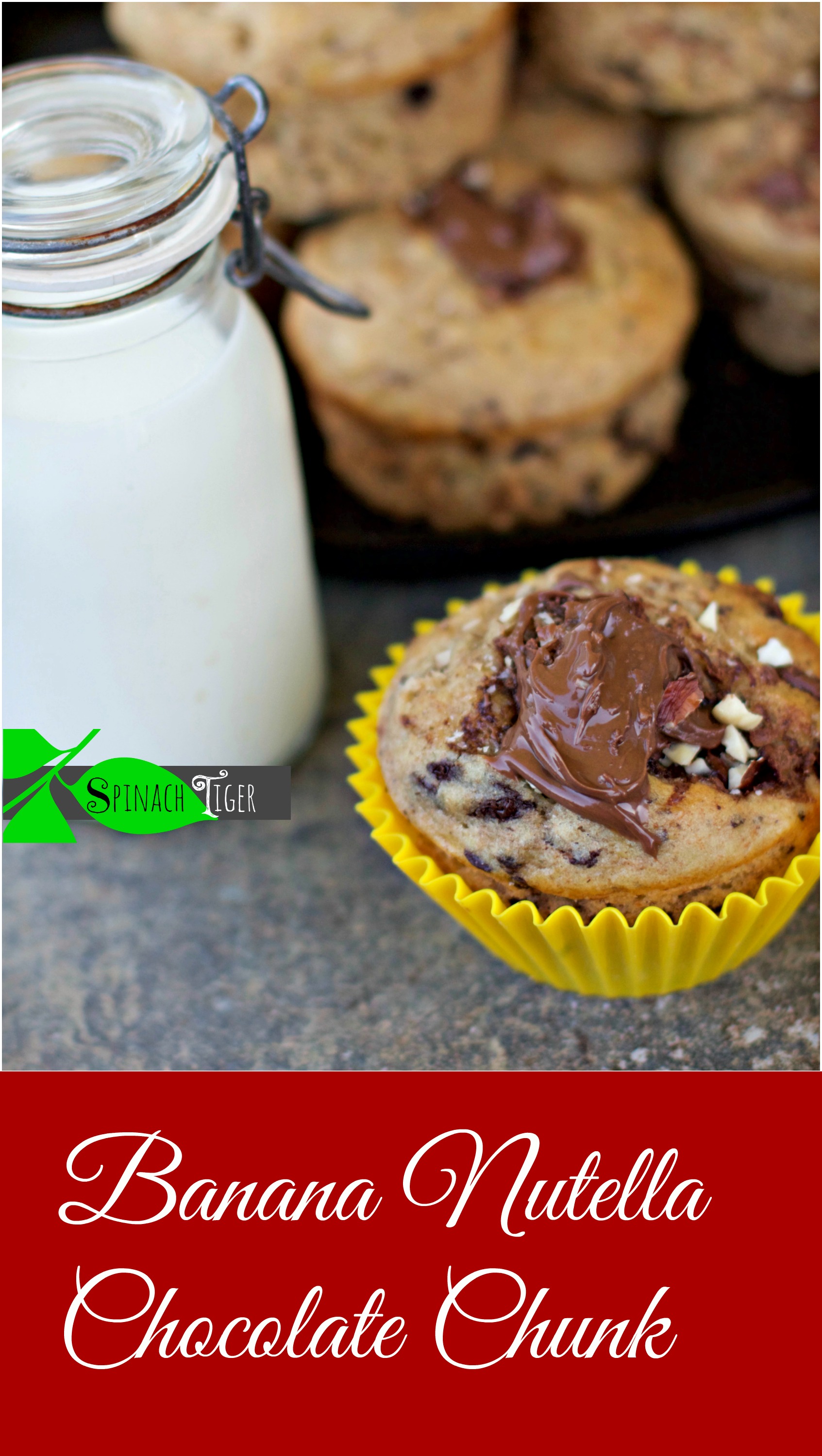Banana Chocolate Chunk Nutella Muffins - Spinach Tiger