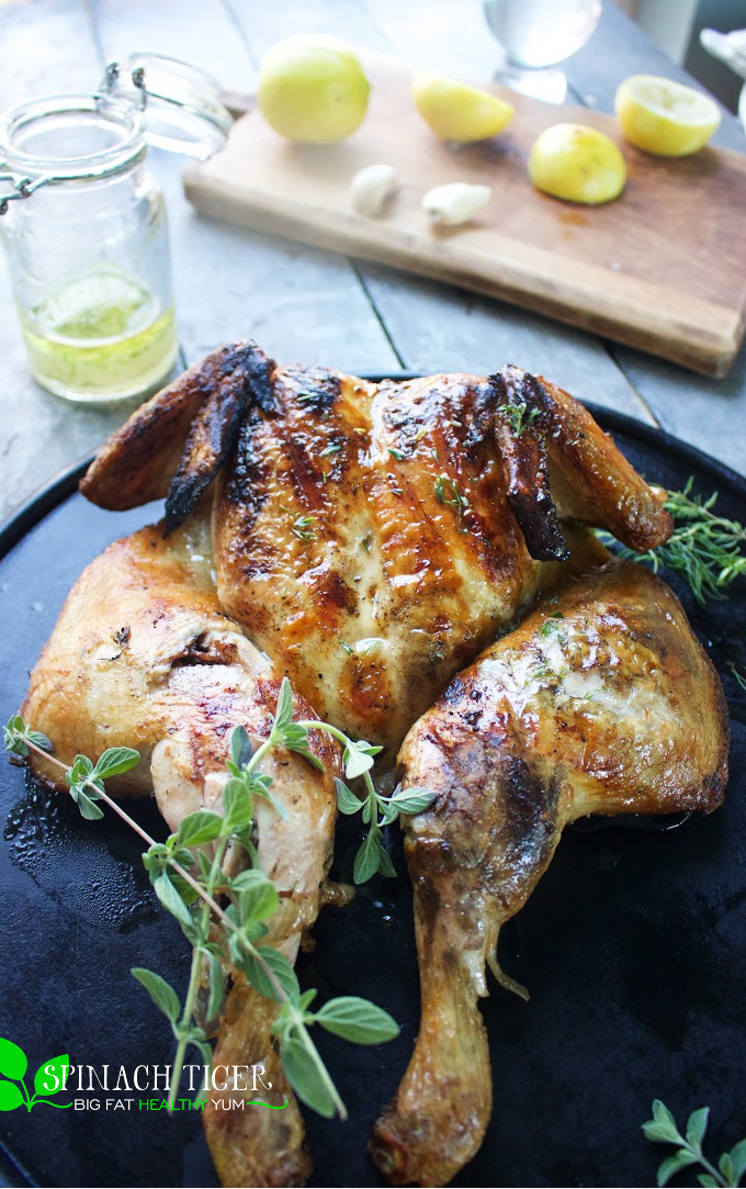 Grilled Spatchcock Chicken Greek Style - Spinach Tiger
