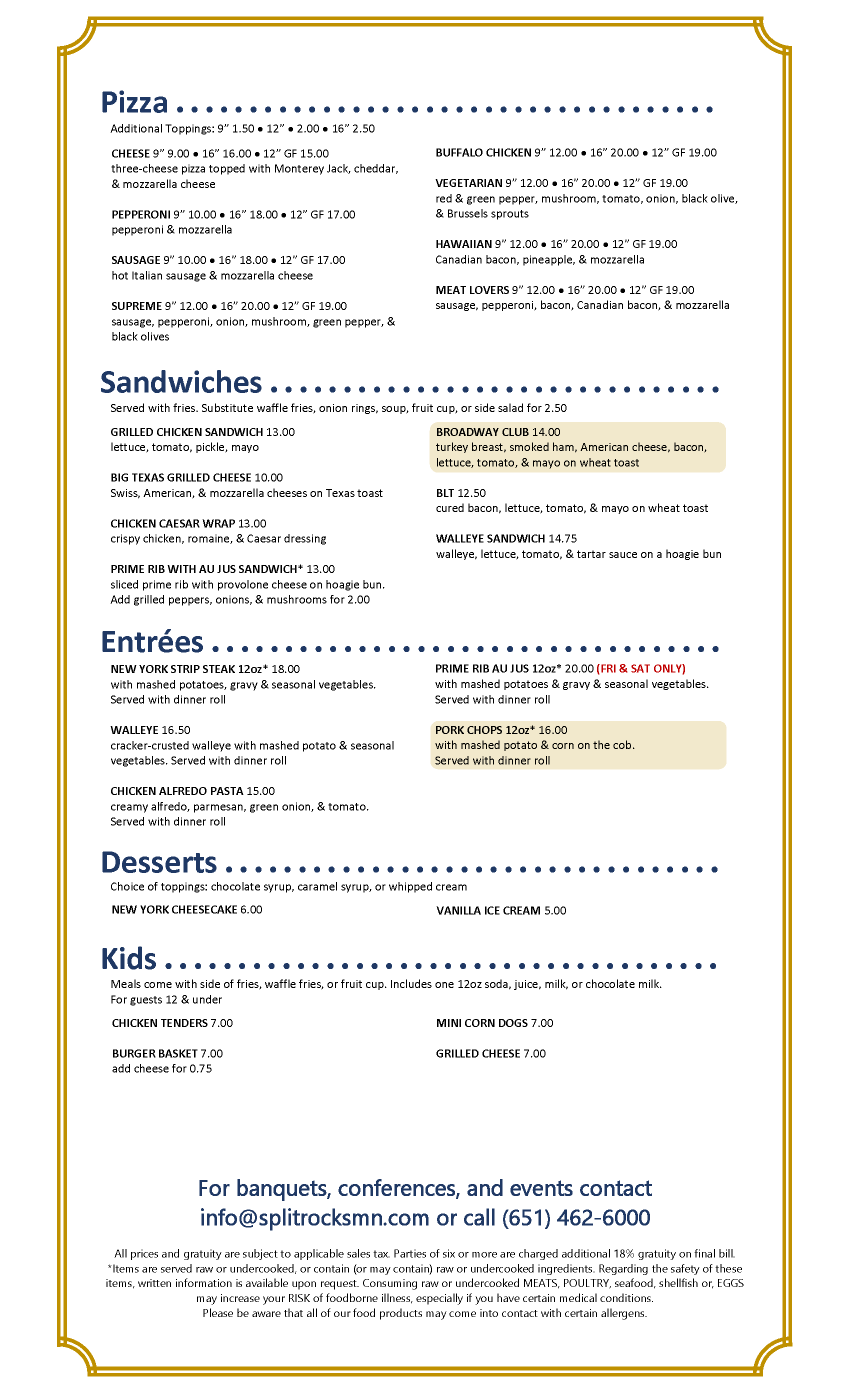 Food and Beverages - Splitrocks