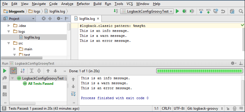 Logback Configuration Using Groovy