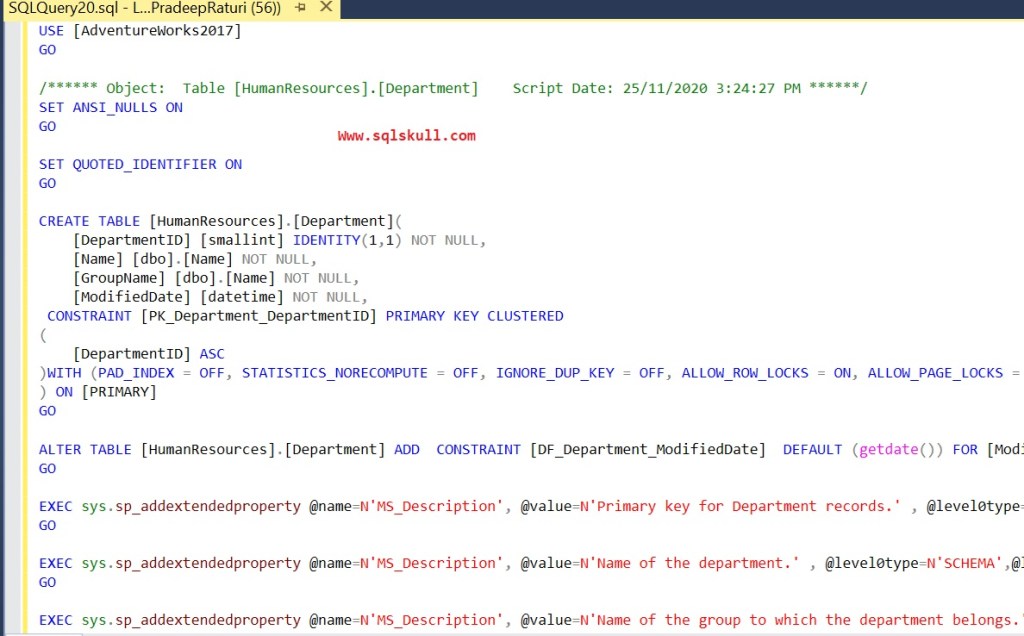 Script Table In Sql Server Sql Bi Tutorials