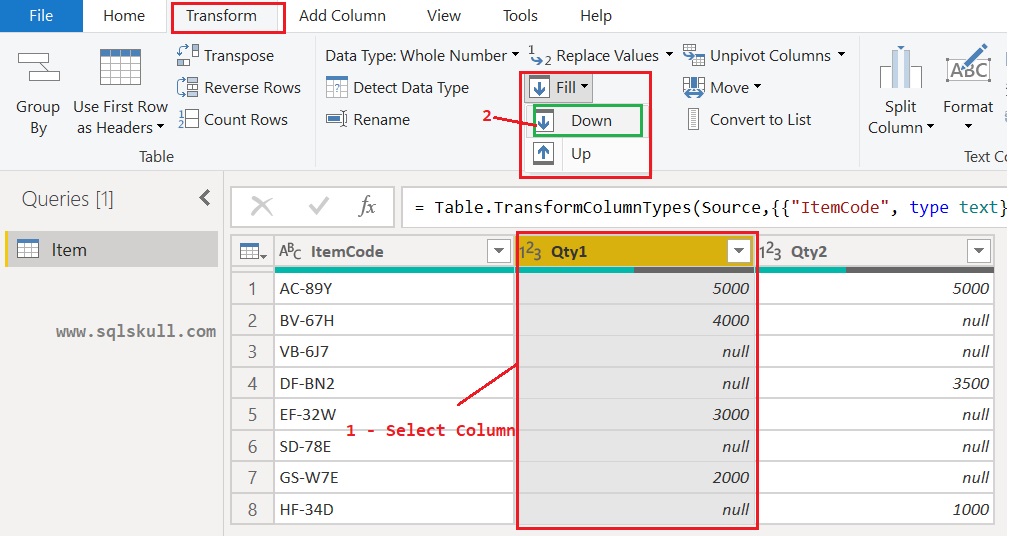 Fill values in column in Power BI - SQL BI Tutorials