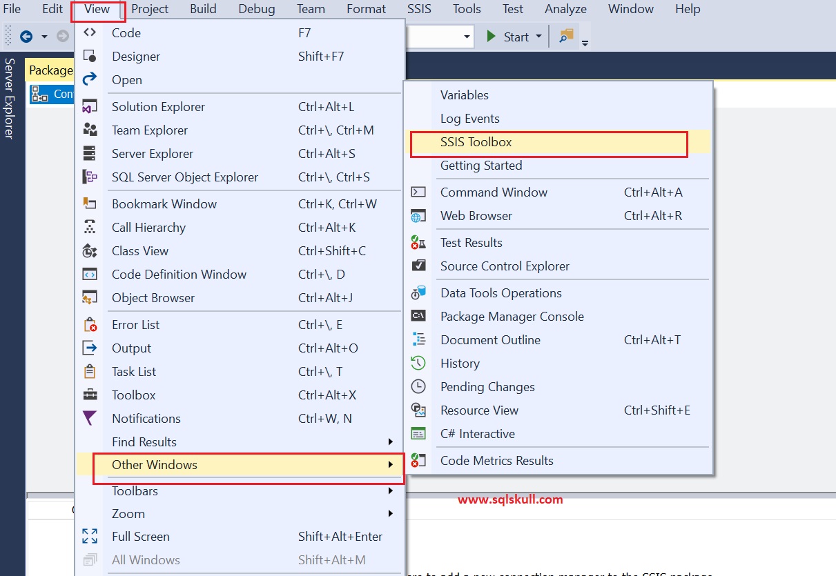 Ssis Toolbox Is Not Visible In Ssdt Sql Bi Tutorials