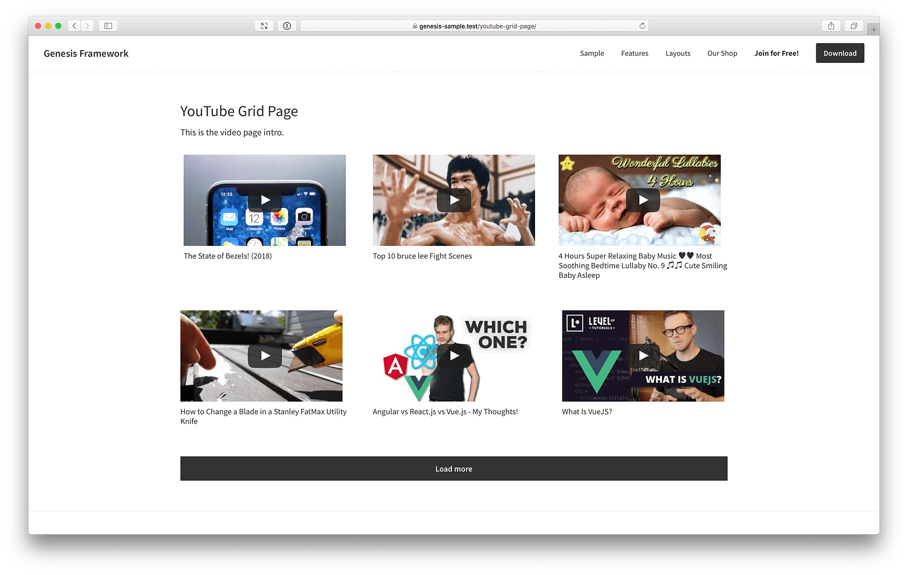 Youtube Videos Grid In Genesis Using Acf Pros Repeater Infinite Scroll And Featherlight