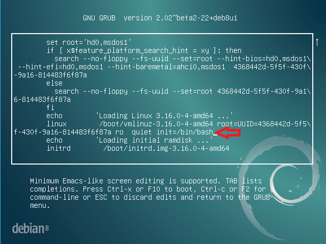 How to reset root password on Debian 8 (Jessie) – single user mode ...