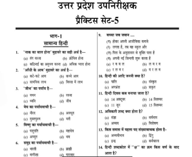 UP SI Practice Set PDF : Sub-Inspector Police Exam - SSC STUDY
