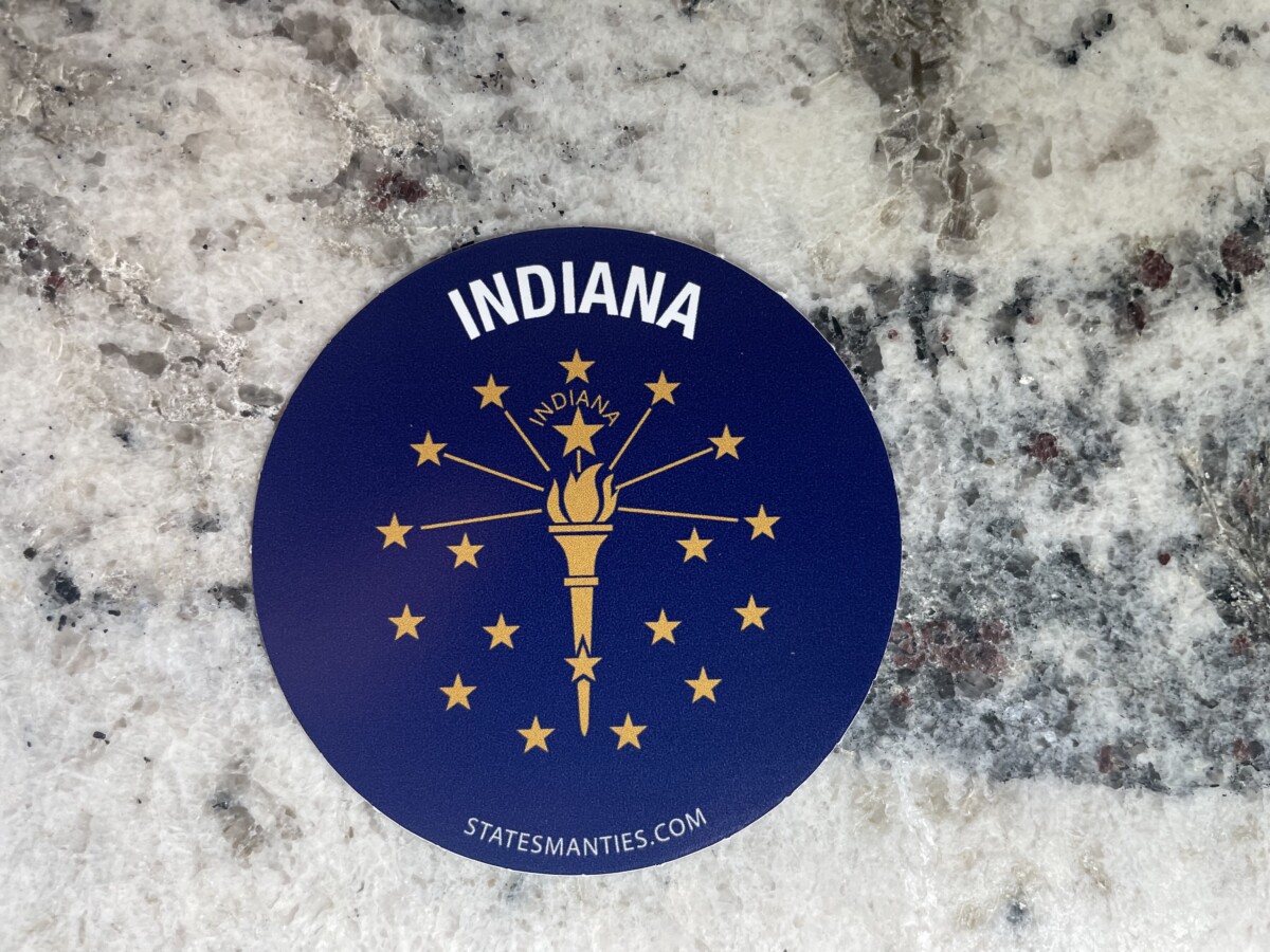 Indiana Sticker - 3 inch round - Statesman Ties