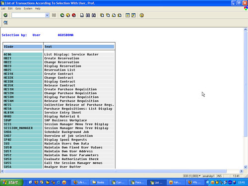 Menampilkan tcode-tcode user di SAP R/3 « Life is about extreme choice
