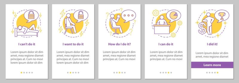 Problem Solving Steps Onboarding Mobile App Page Screen With Linear - Elegant City Image - Mobile