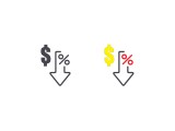 Decrease Rate Decrease Percent Simple Black Line Web Icon Vector