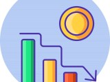 Decrease Money Graph Icon On Blue Round Shape 24363104 Vector Art At