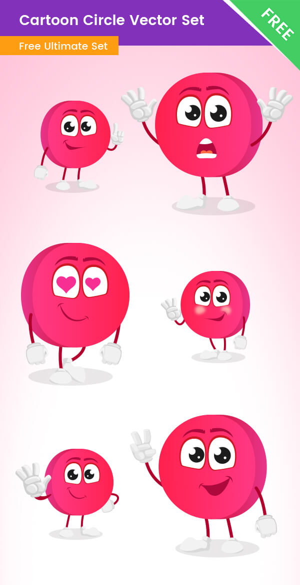 Cartoon Circle Vector Set - Vector Characters