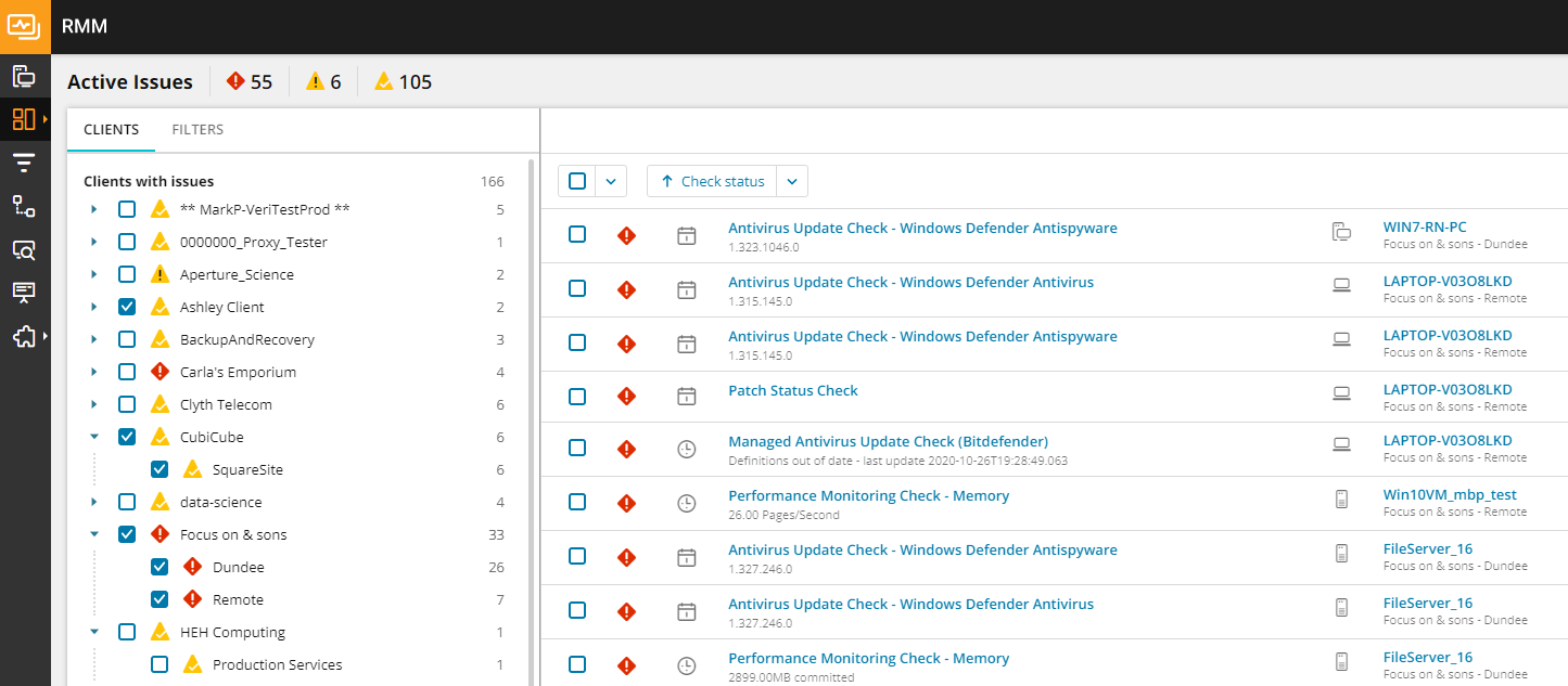 N-able RMM: Active Issues Client Filter, N-able Backup Monitoring and ...