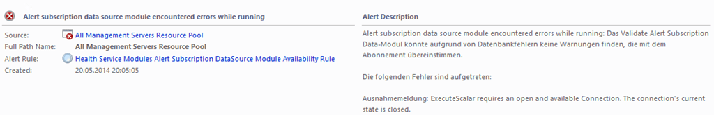 Scom “alert Subscription Data Source Module Encountered Errors While Running” Stefanrothnet 1202