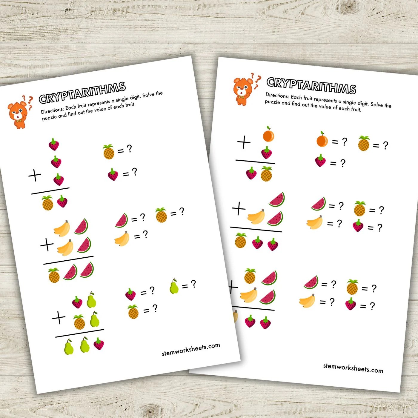 Free Cryptarithms Math Word Puzzles Pack 1 Stemworksheets