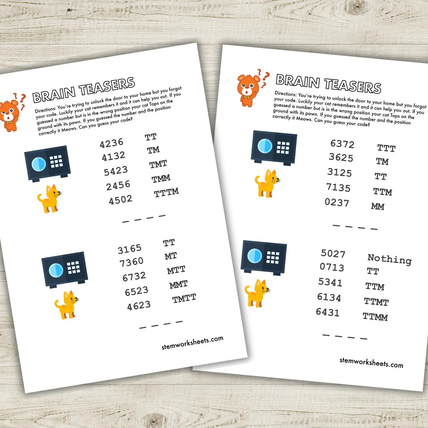 Free Code Breaking Brain Teasers Pack 1 Stemworksheets