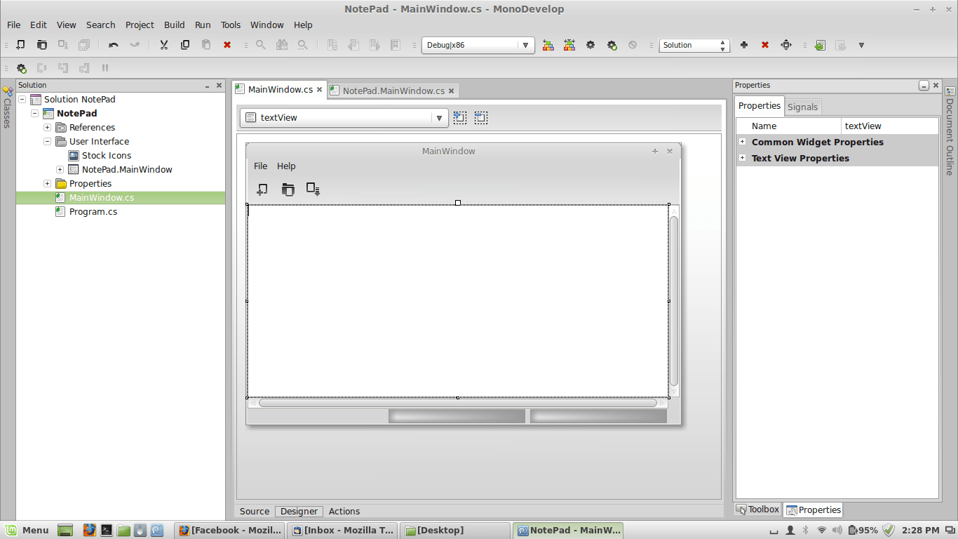 Stephen Haunts {Writer & Speaker} : MonoDevelop Stetic GTK# UI Editor