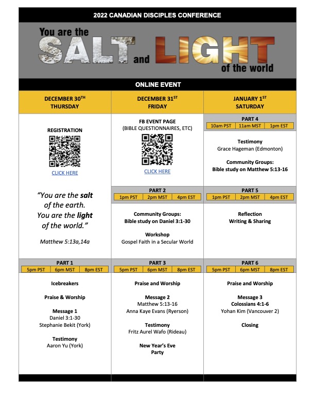 2022 Canadian Disciples’ Conference (CDC) – U of T St.George Bible ...