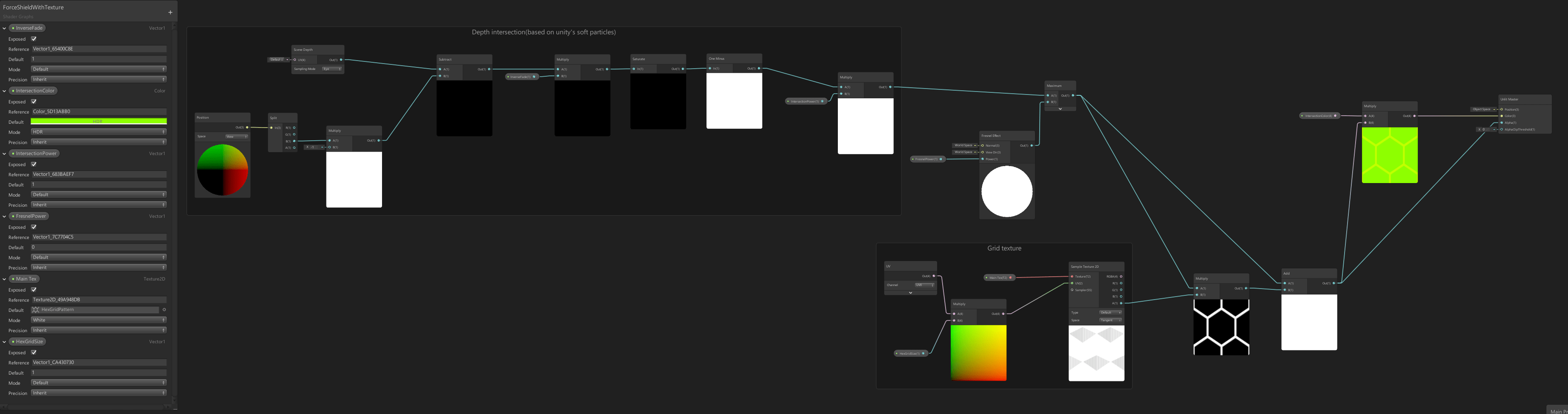 Shader graph: Force shield with hits – Vadim on Writing