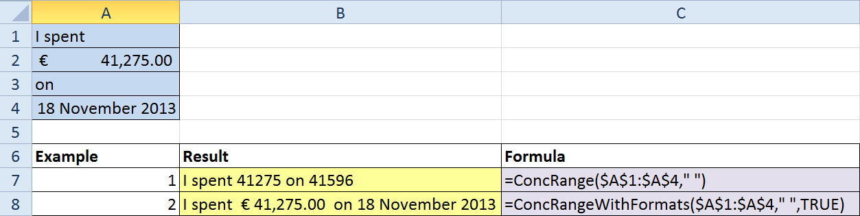 Concatenate Range and Retain Formatting - Struggling To Excel