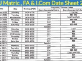 Aiou Matric Date Sheet Fa I Com Date Sheet 2025