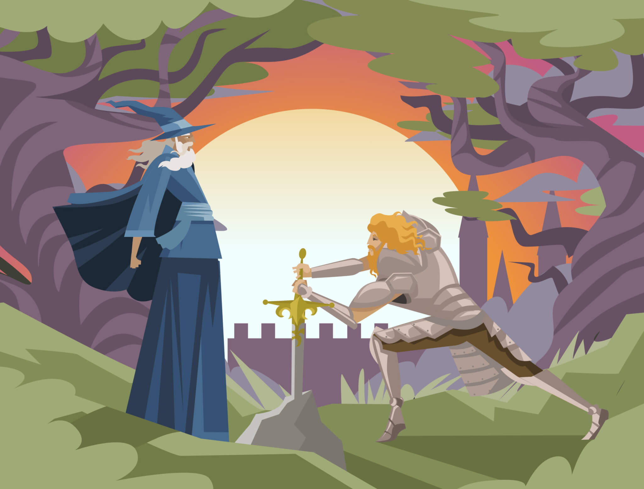 Merlin the Magician legend casting spells for 800 years, medieval ...