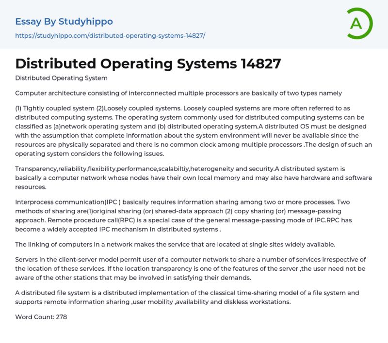 Distributed Operating Systems 14827 Essay Example Studyhippo Com - Download High Quality Nature Art | Ultra HD