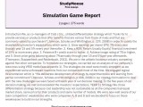 Simulation Game Report Free Essay Example